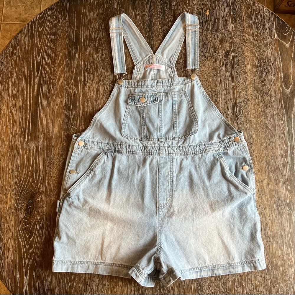 No Boundaries Denim Light Wash Blue Jean Overalls - Gem